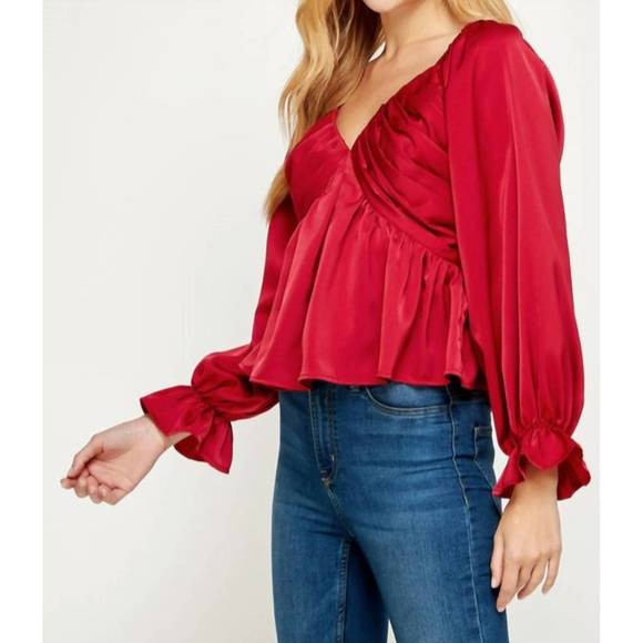 Strut & Bolt | Tops | New Strut Bolt Pleated V Neck Blouse In Burgundy ...